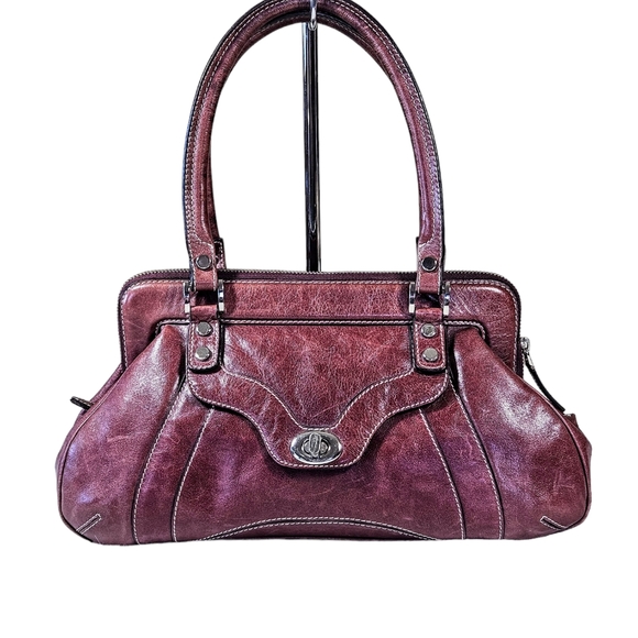 Abro | Bags | Vintage Abro Brown Distressed Leather Satchel Bag Purse ...
